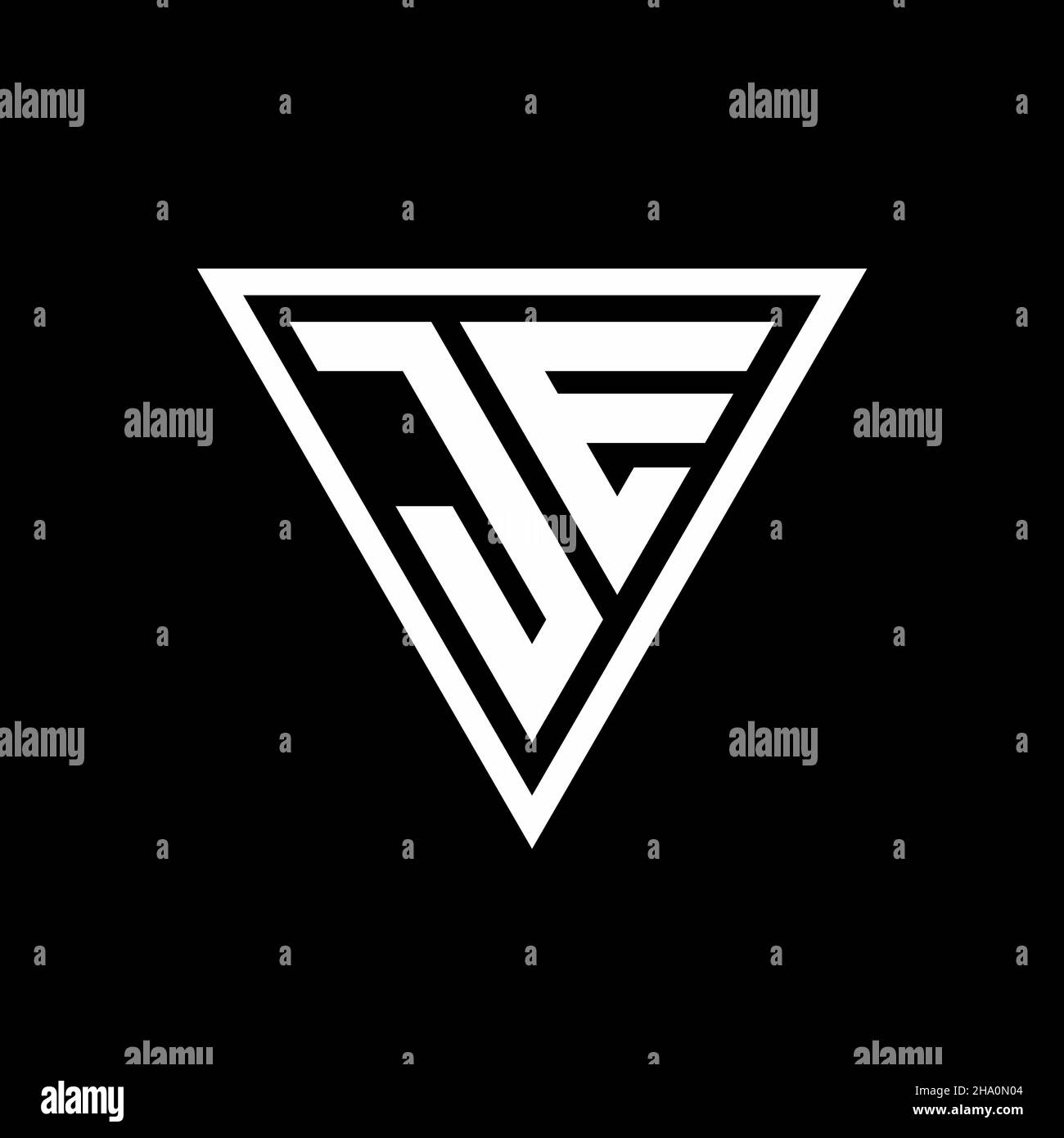 JE Logo monogram with tirangle shape isolated on black background ...