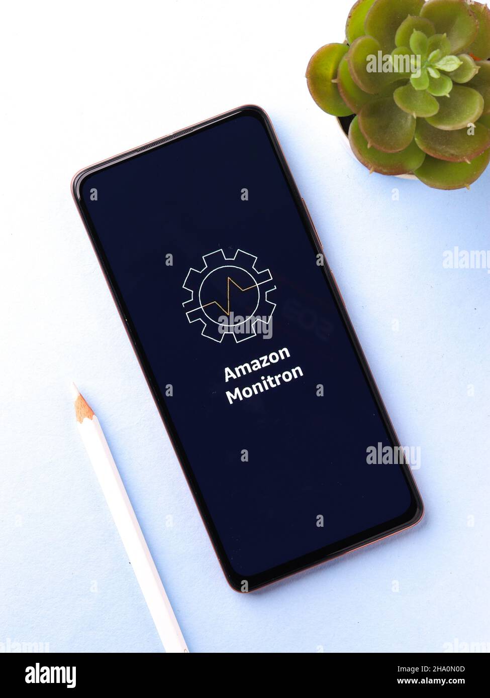 West Bangal, India - December 05, 2021 : Amazon Monitron logo on phone ...