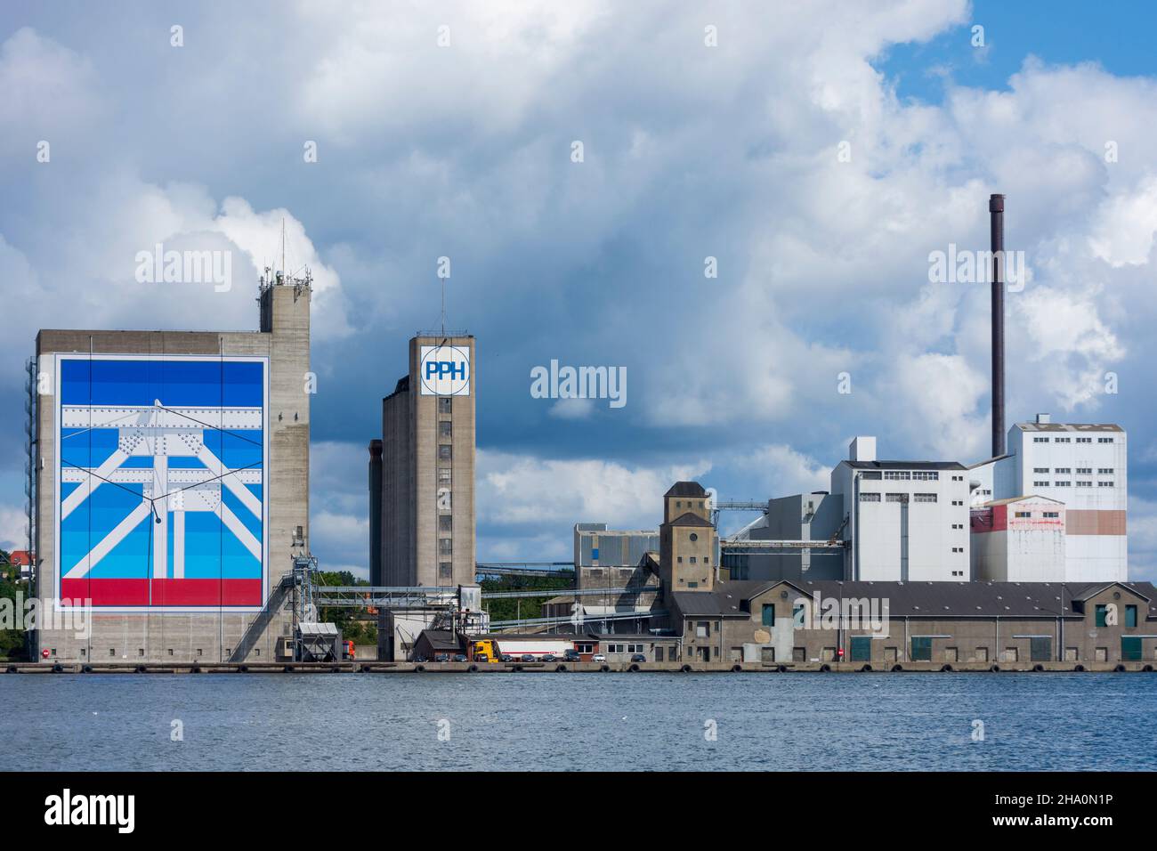 Aalborg: north bank of Limfjord, factory, in Aalborg, Jylland, Jutland ...