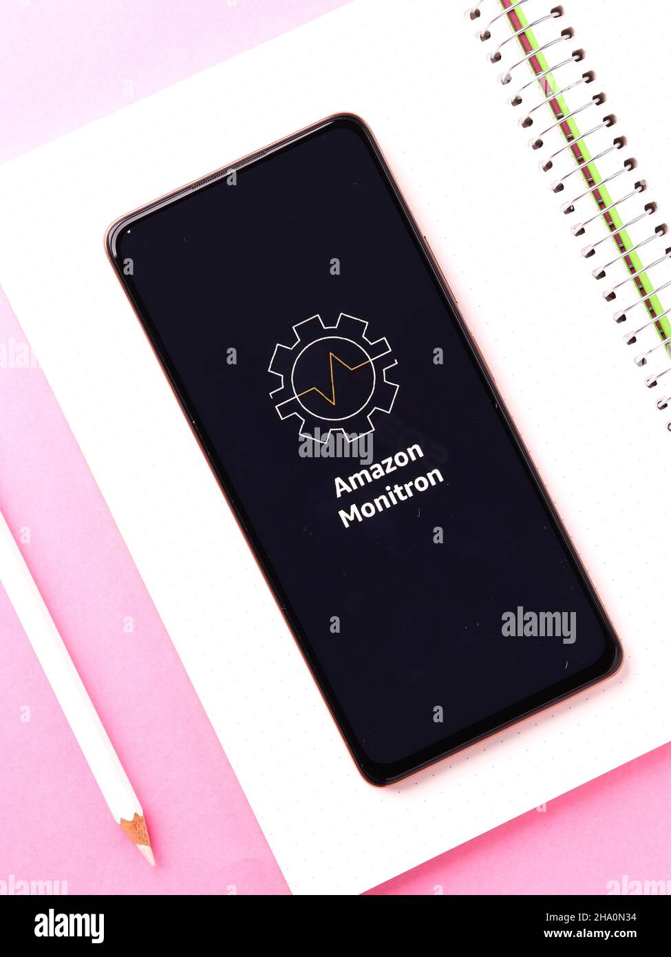 West Bangal, India - December 05, 2021 : Amazon Monitron logo on phone ...