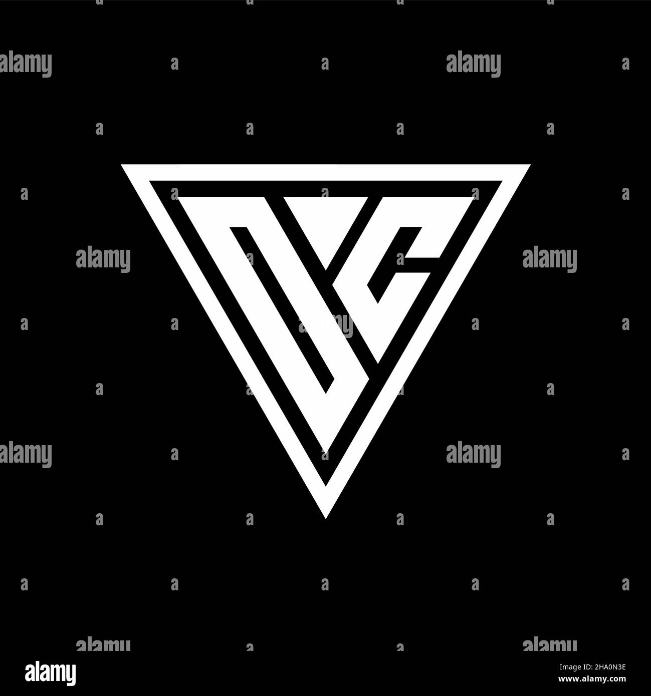 OC Logo monogram with tirangle shape isolated on black background ...