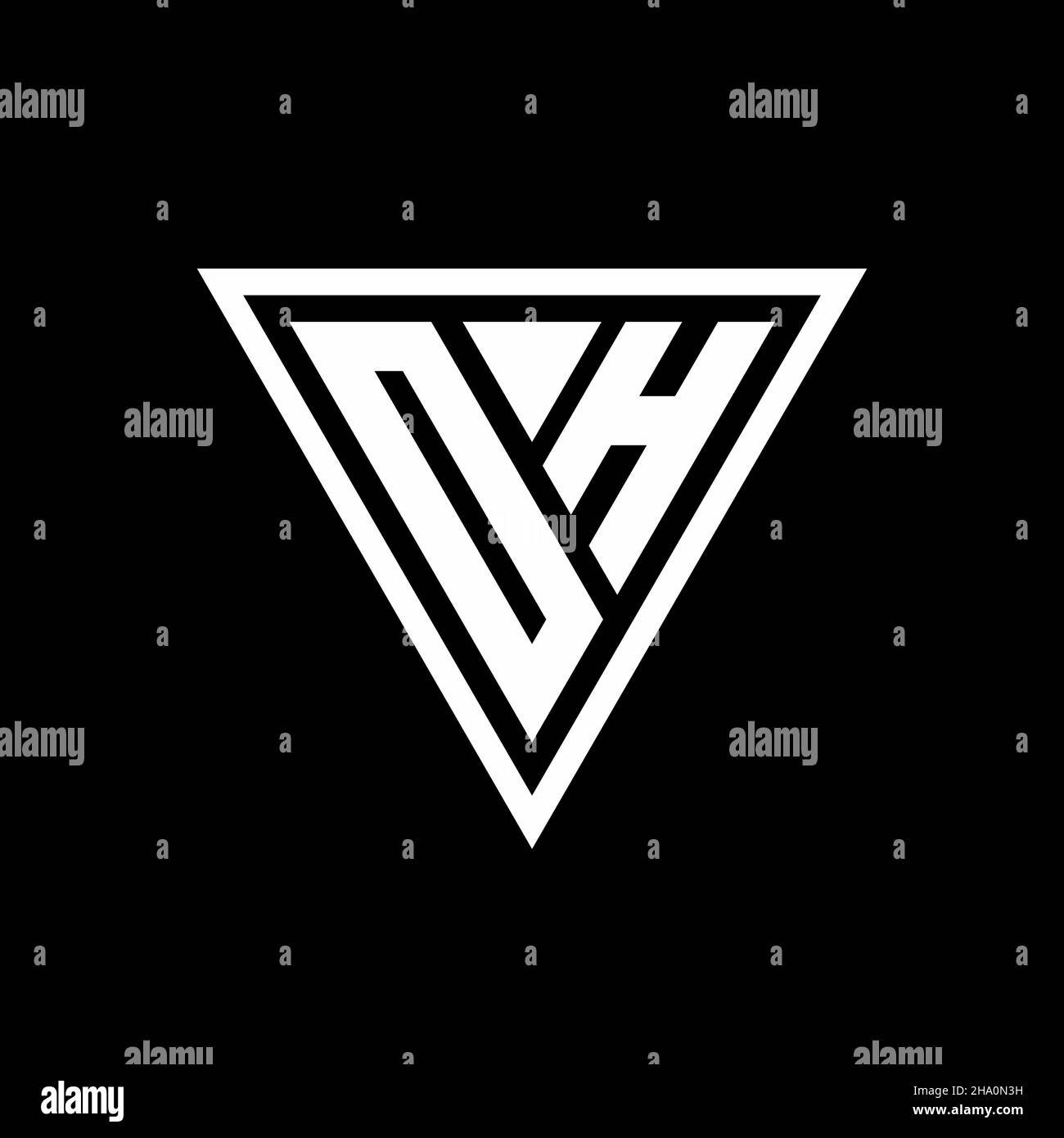 OH Logo monogram with tirangle shape isolated on black background ...