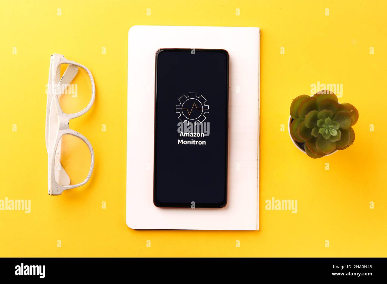 West Bangal, India - December 05, 2021 : Amazon Monitron logo on phone ...