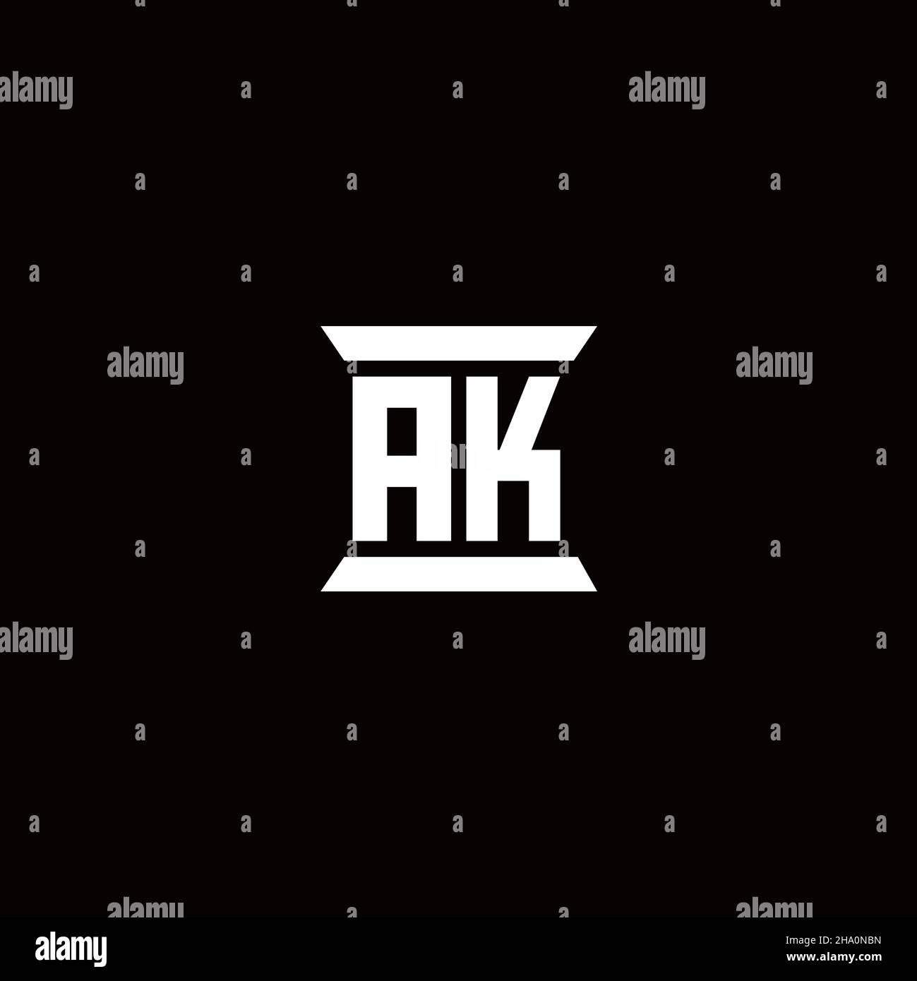 AK logo initial letter monogram with pillar shape design template ...