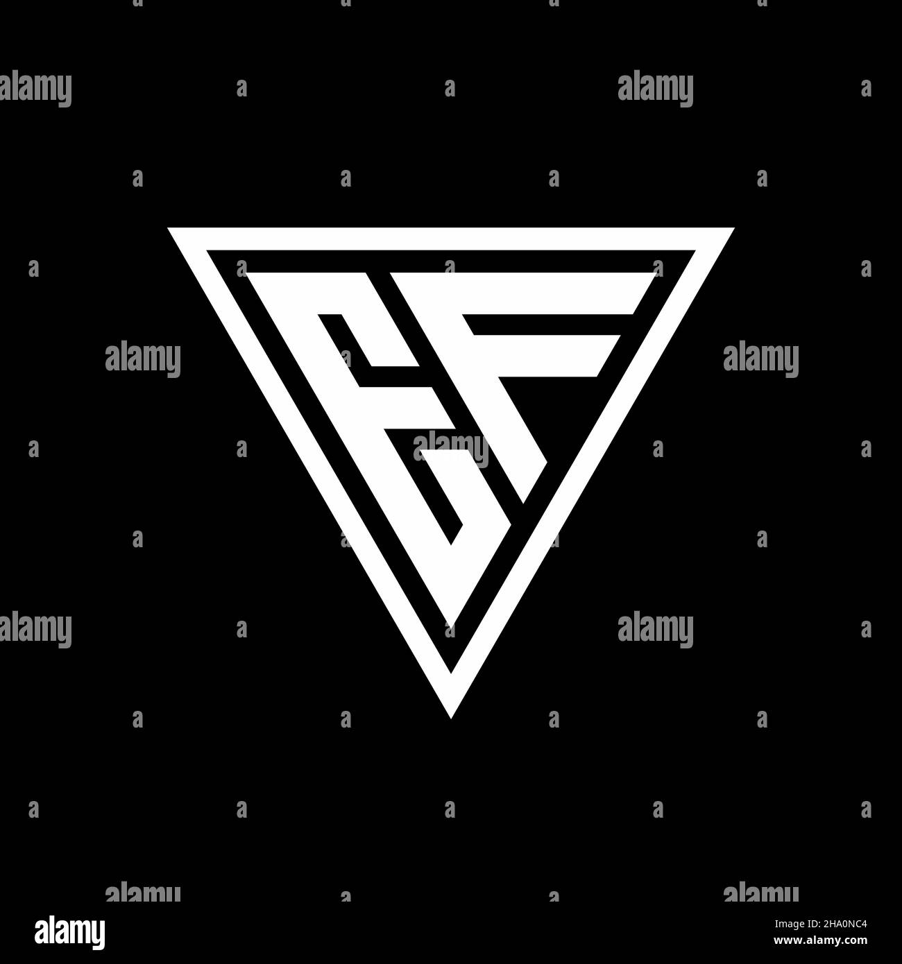 EF Logo monogram with tirangle shape isolated on black background ...