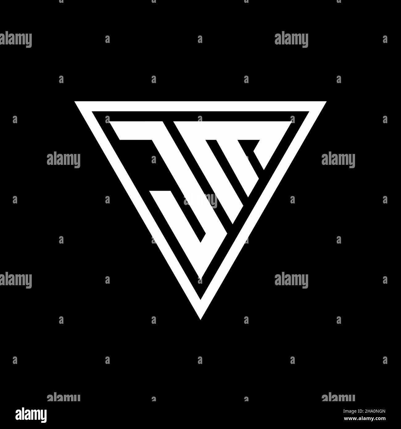 JM Logo monogram with tirangle shape isolated on black background ...