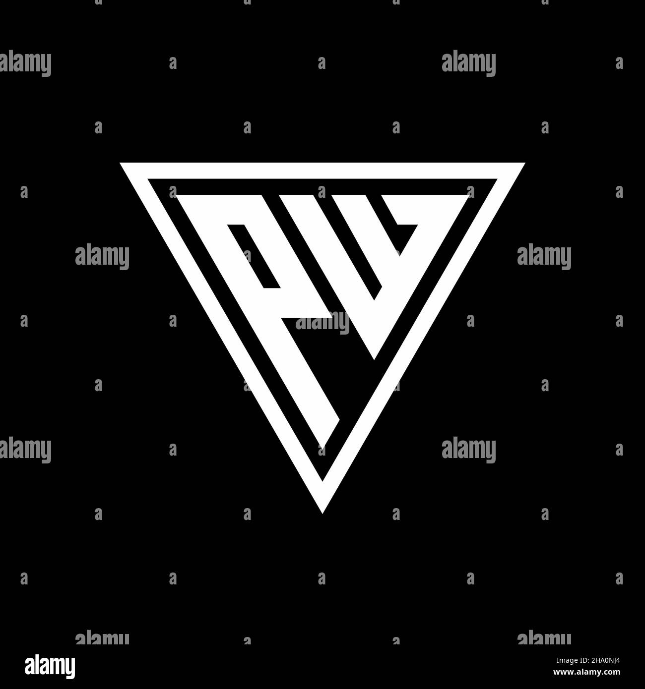PW Logo monogram with tirangle shape isolated on black background ...