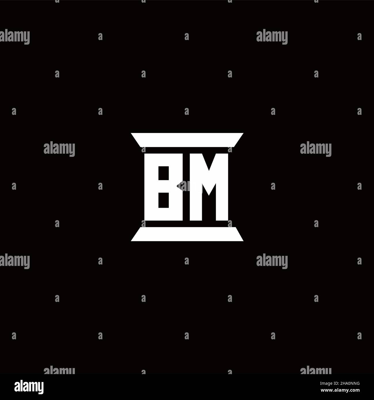 BM logo initial letter monogram with pillar shape design template ...