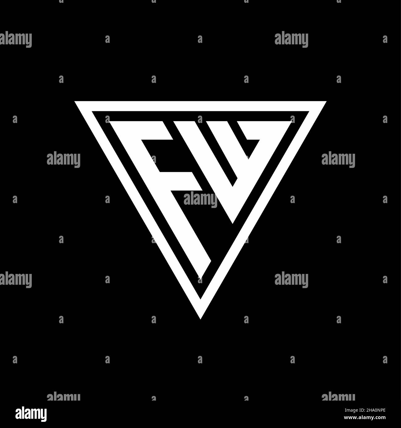 FW Logo monogram with tirangle shape isolated on black background ...