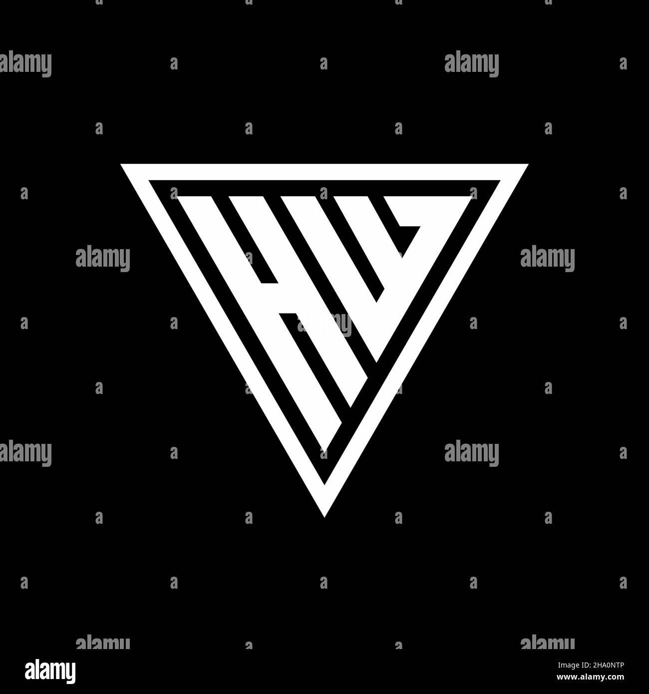 HW Logo monogram with tirangle shape isolated on black background ...