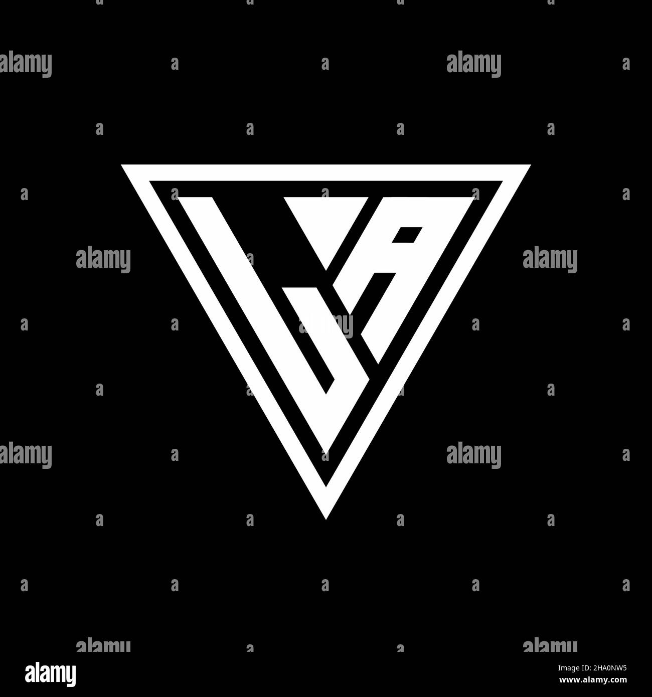 LA Logo monogram with tirangle shape isolated on black background ...
