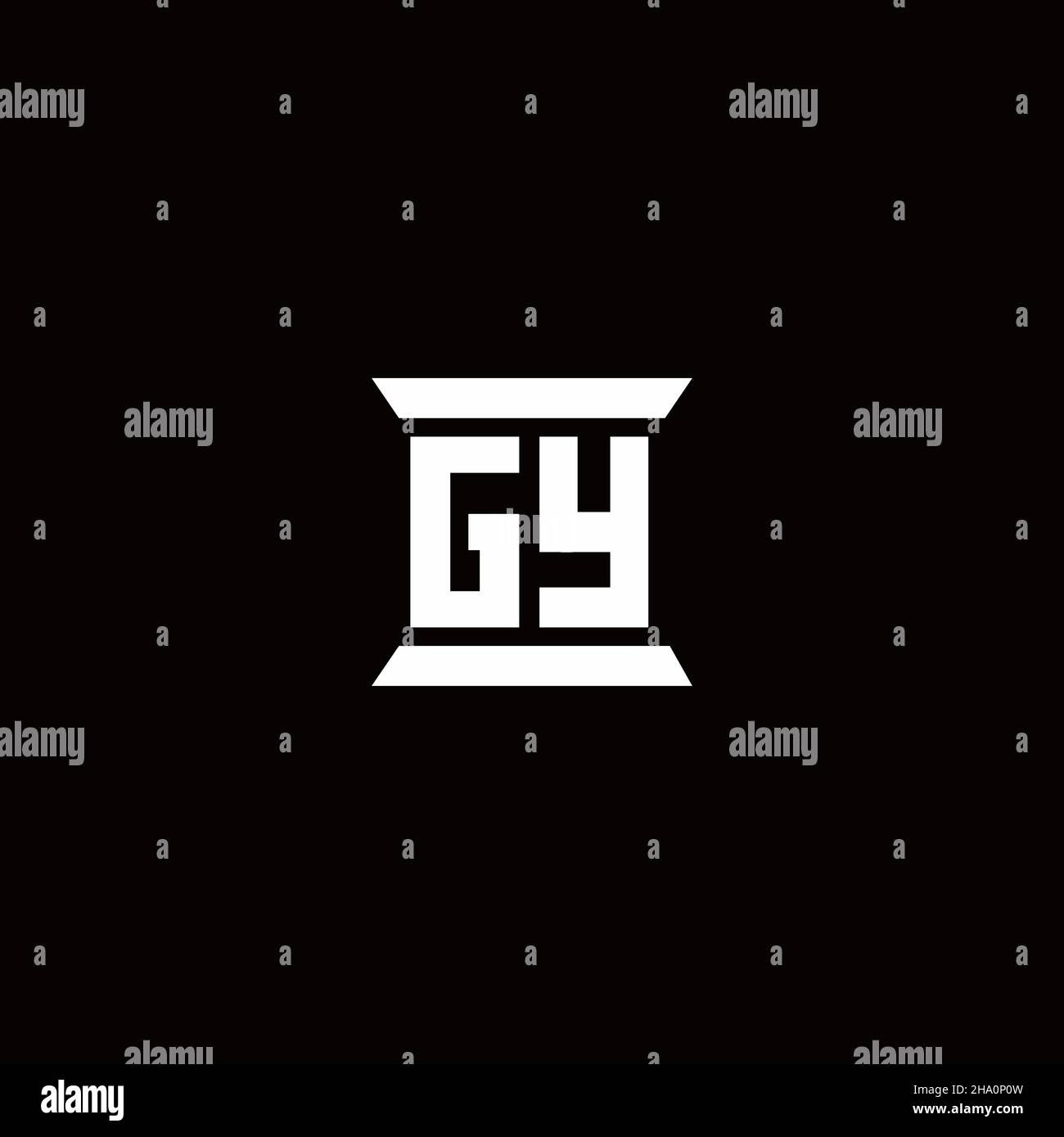GY logo initial letter monogram with pillar shape design template ...