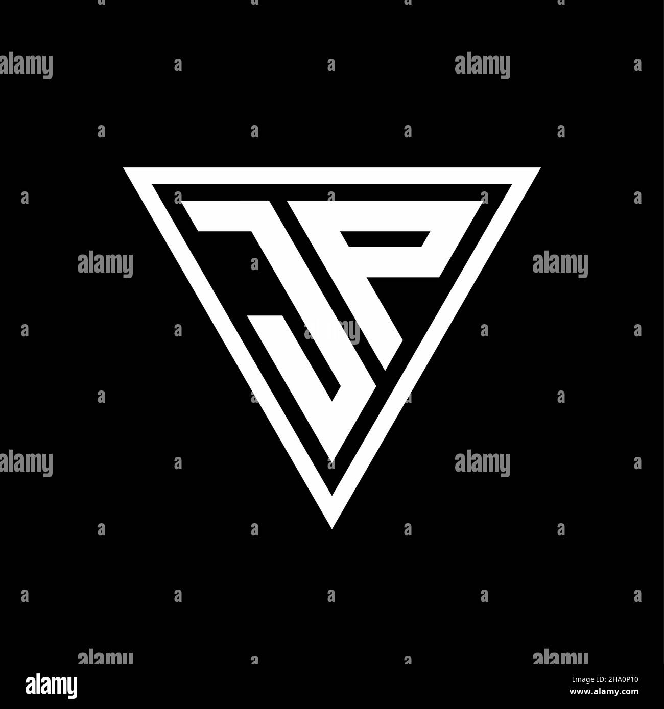 JP Logo monogram with tirangle shape isolated on black background ...