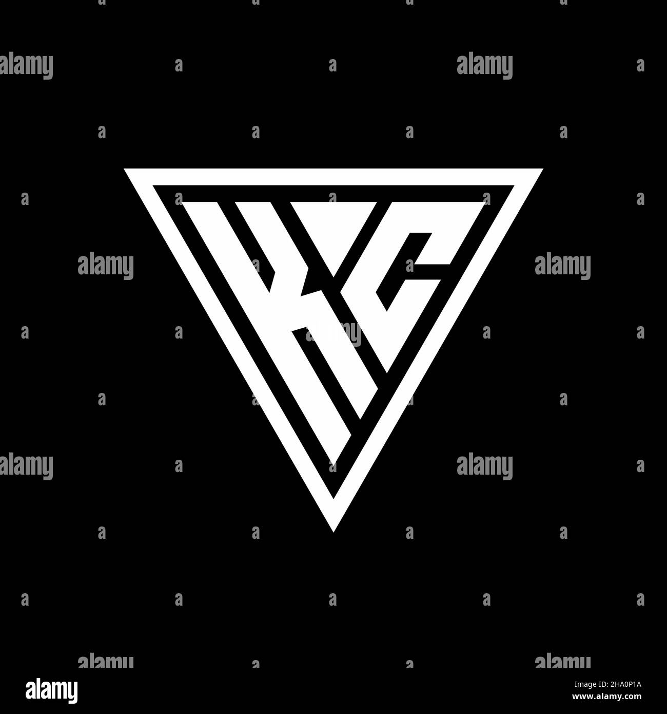 KC Logo monogram with tirangle shape isolated on black background ...