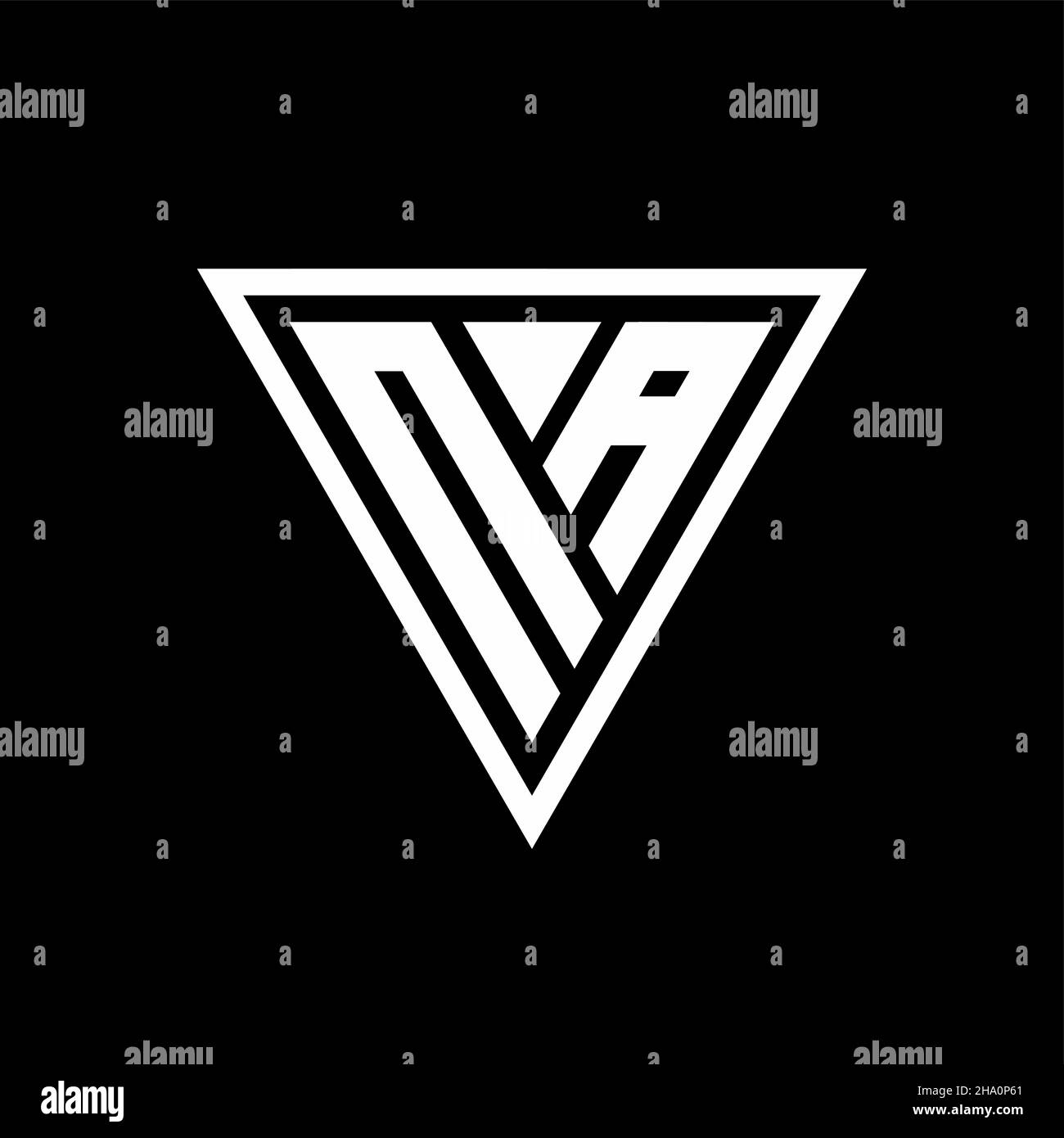 NA Logo monogram with tirangle shape isolated on black background ...