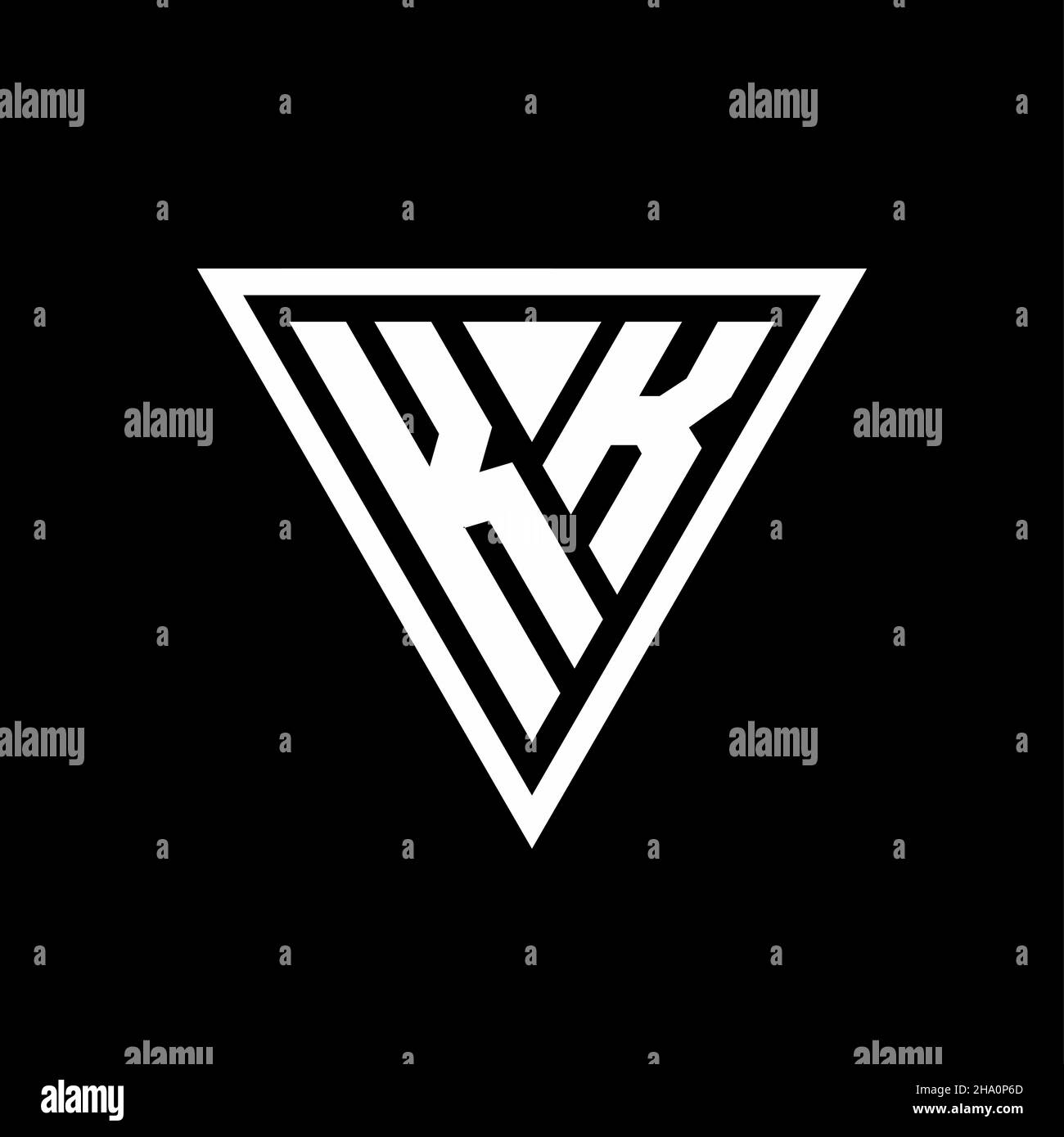KK Logo monogram with tirangle shape isolated on black background ...