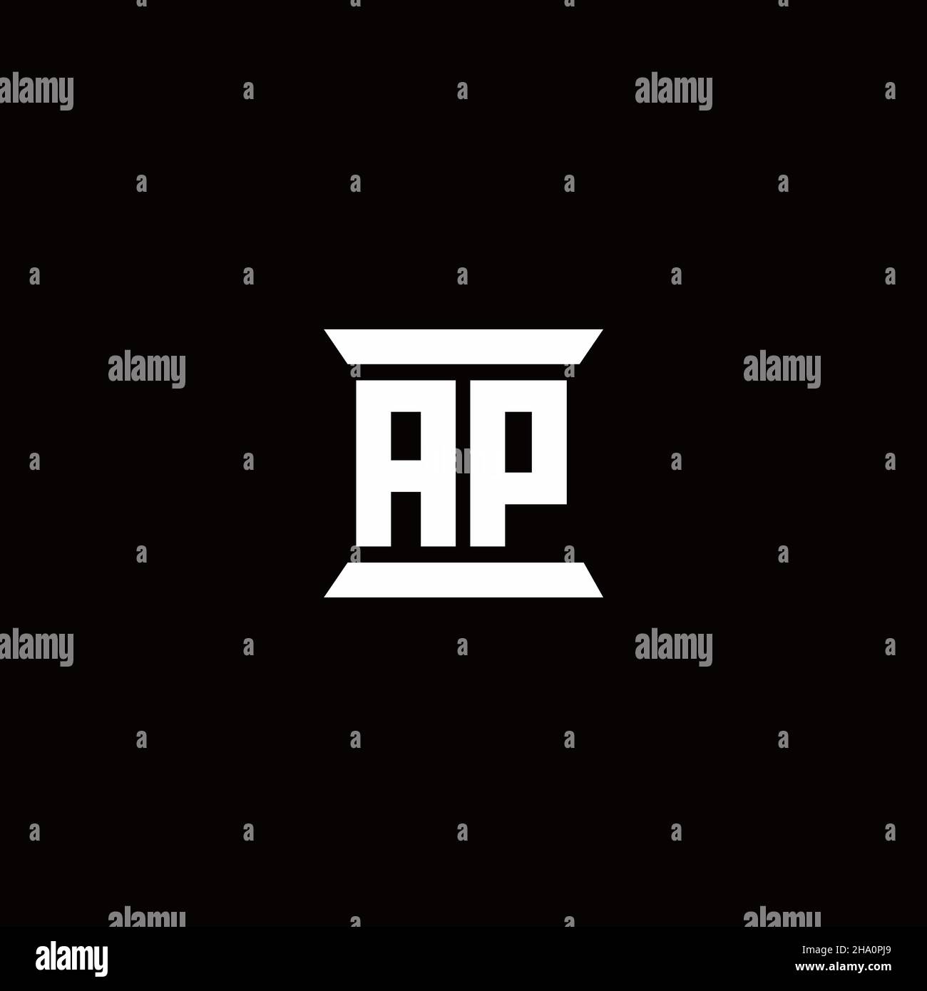 AP logo initial letter monogram with pillar shape design template ...