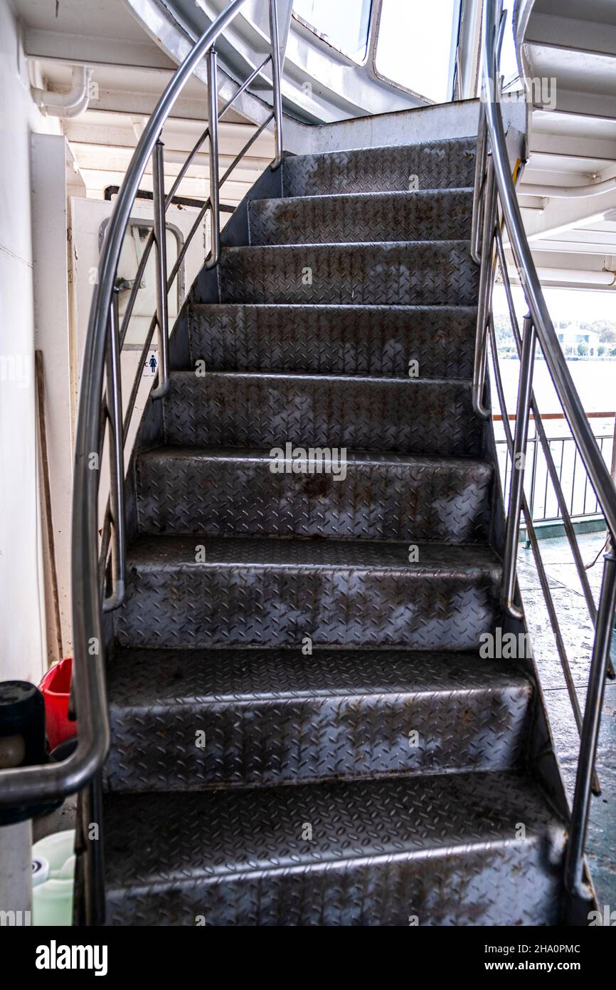 Inside of a ferry boat in Istanbul Bosphorus ferry line Stock Photo - Alamy