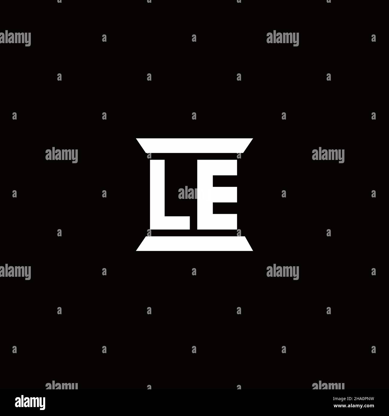 LE logo initial letter monogram with pillar shape design template ...