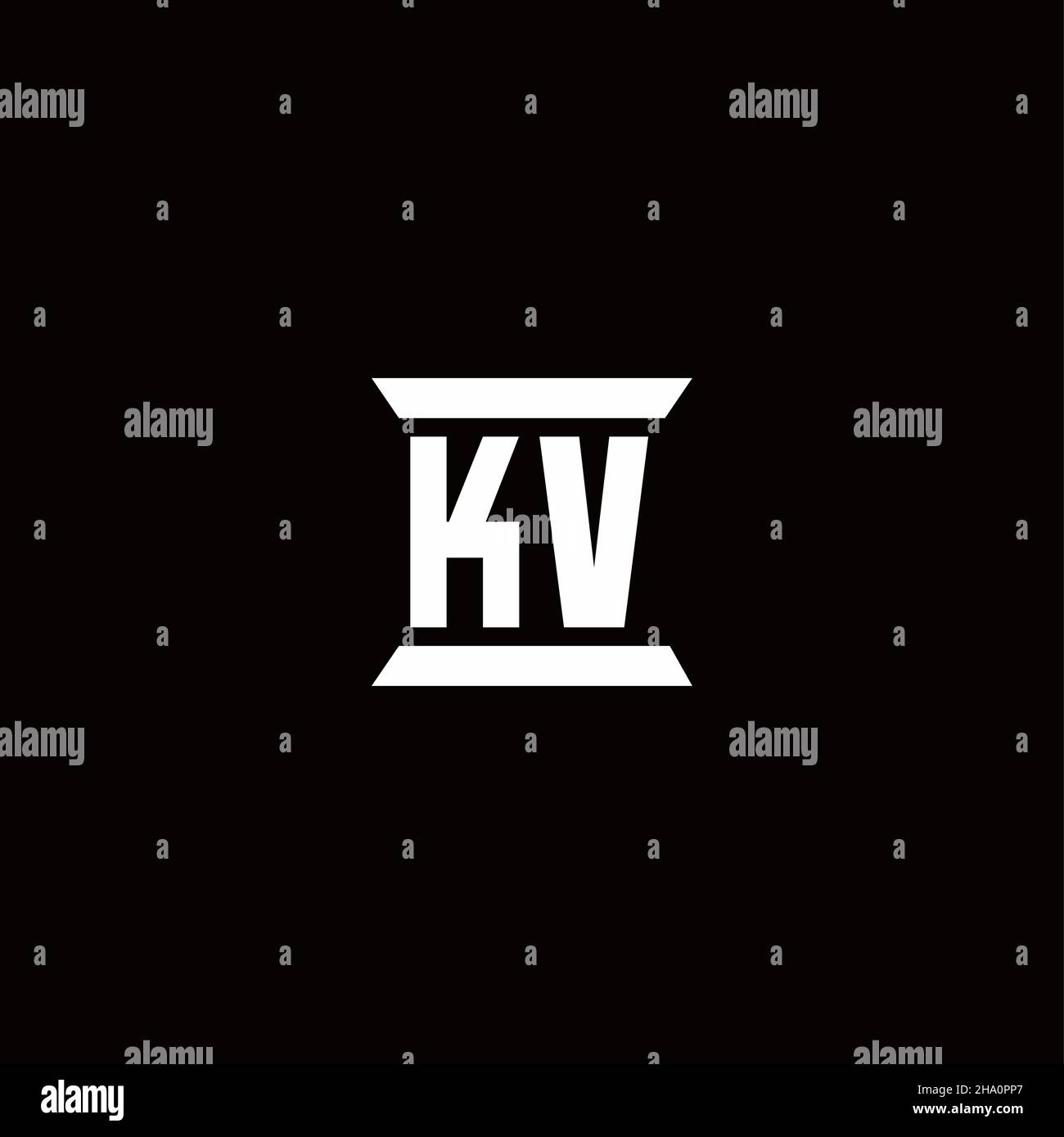 KV logo initial letter monogram with pillar shape design template ...