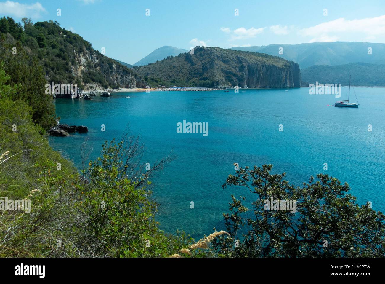 Breathtaking view of the sea and beach of Cilento in Italy Stock Photo ...