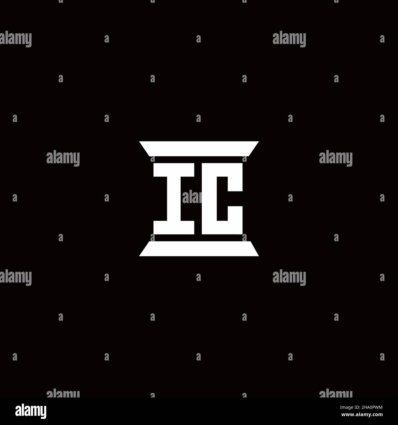 IC logo initial letter monogram with pillar shape design template ...