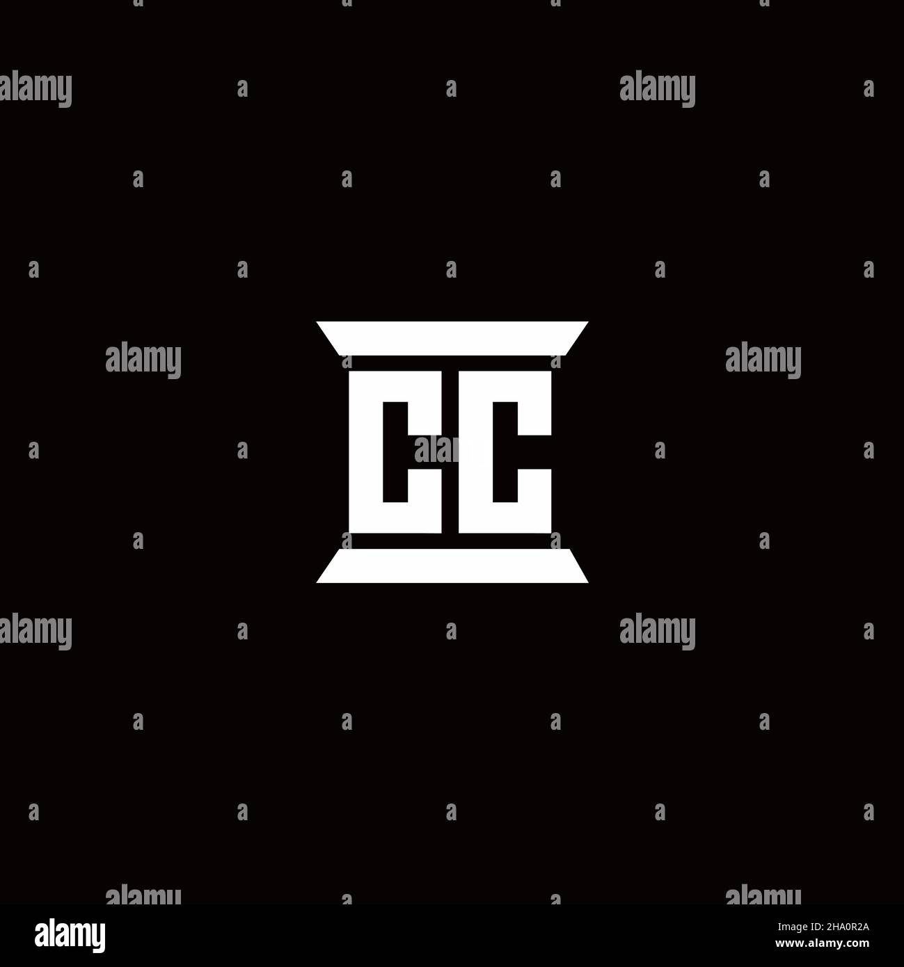 CC logo initial letter monogram with pillar shape design template ...