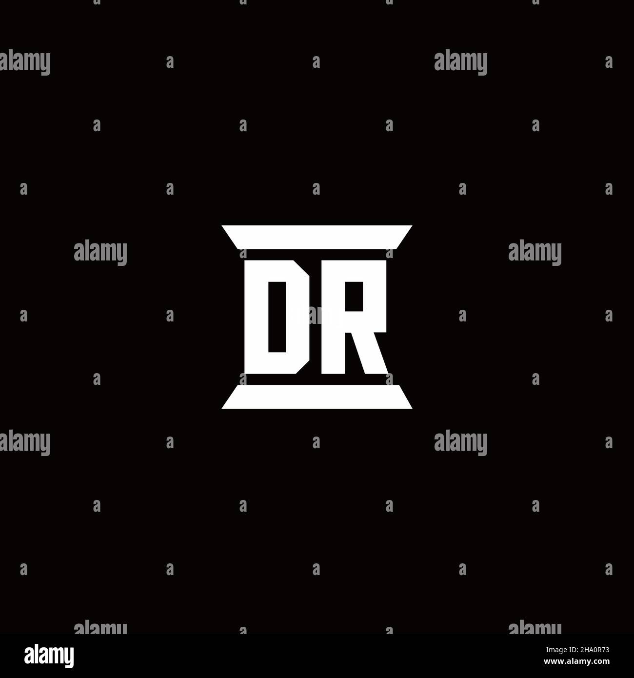 DR logo initial letter monogram with pillar shape design template ...
