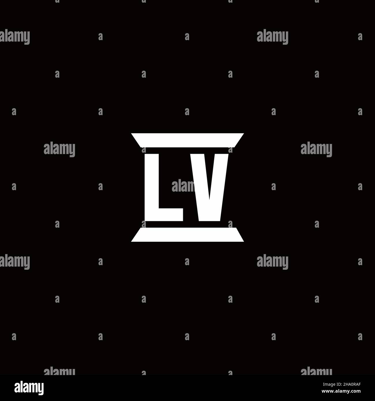 LV logo initial letter monogram with pillar shape design template ...