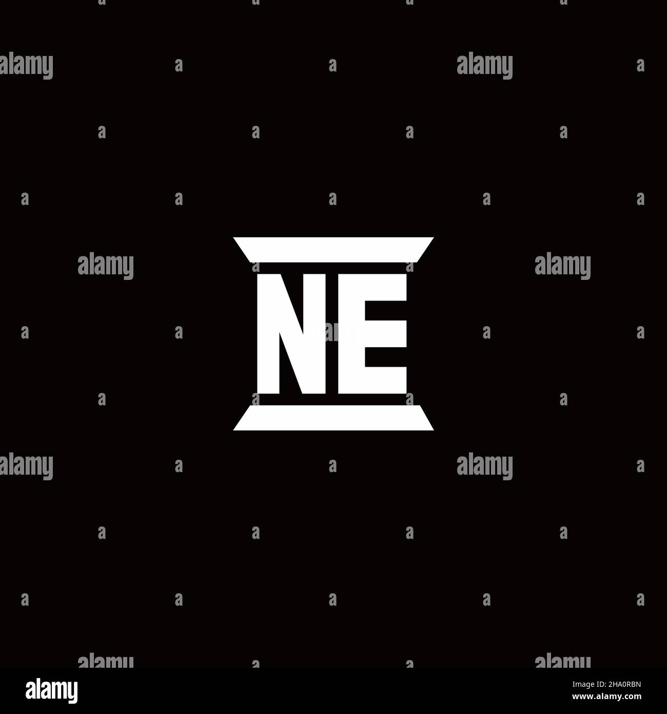 NE logo initial letter monogram with pillar shape design template ...
