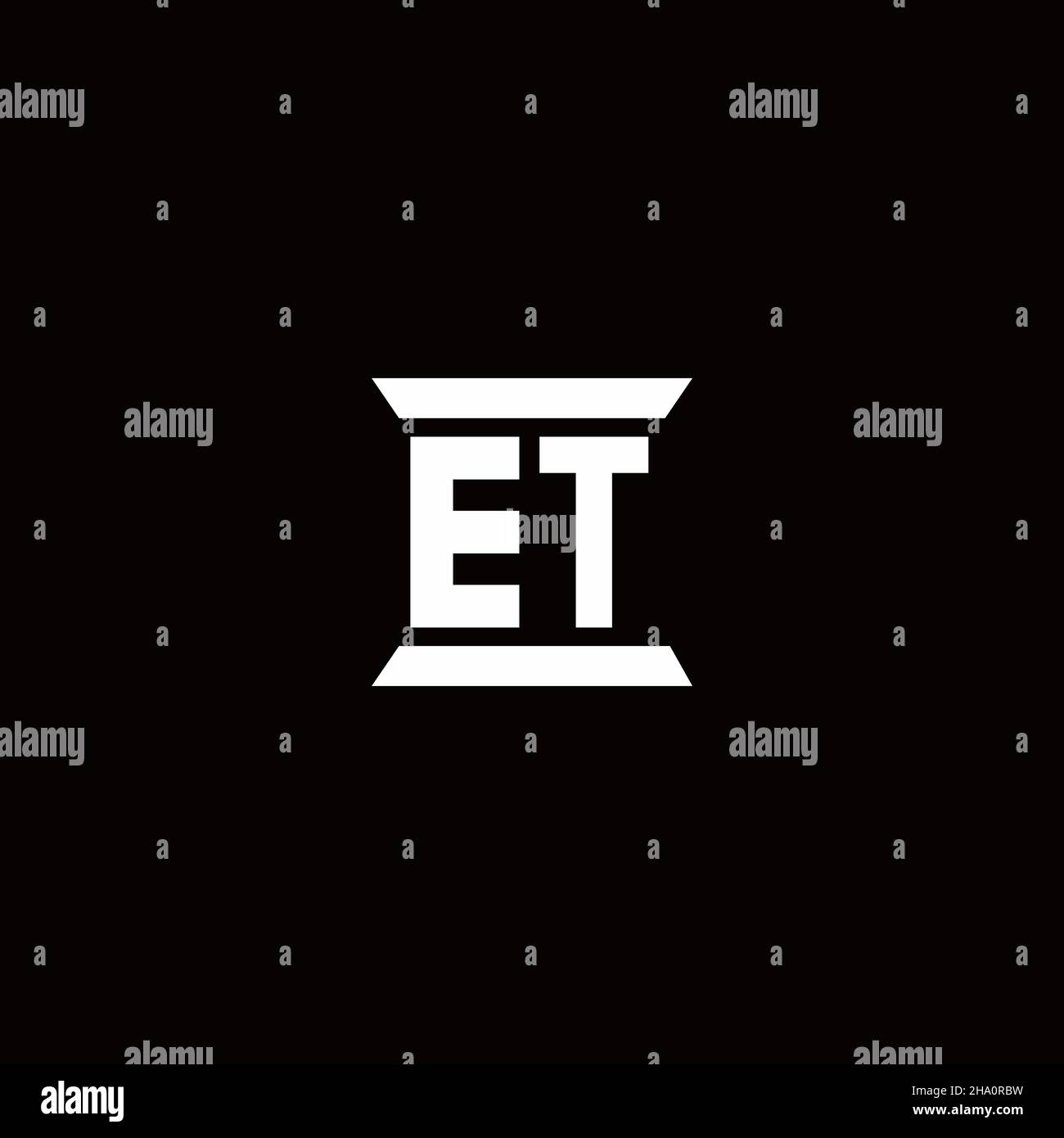 ET logo initial letter monogram with pillar shape design template ...