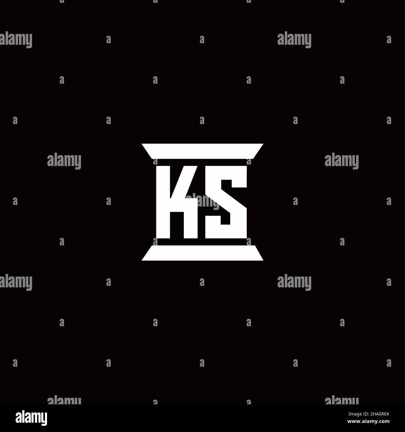KS logo initial letter monogram with pillar shape design template ...