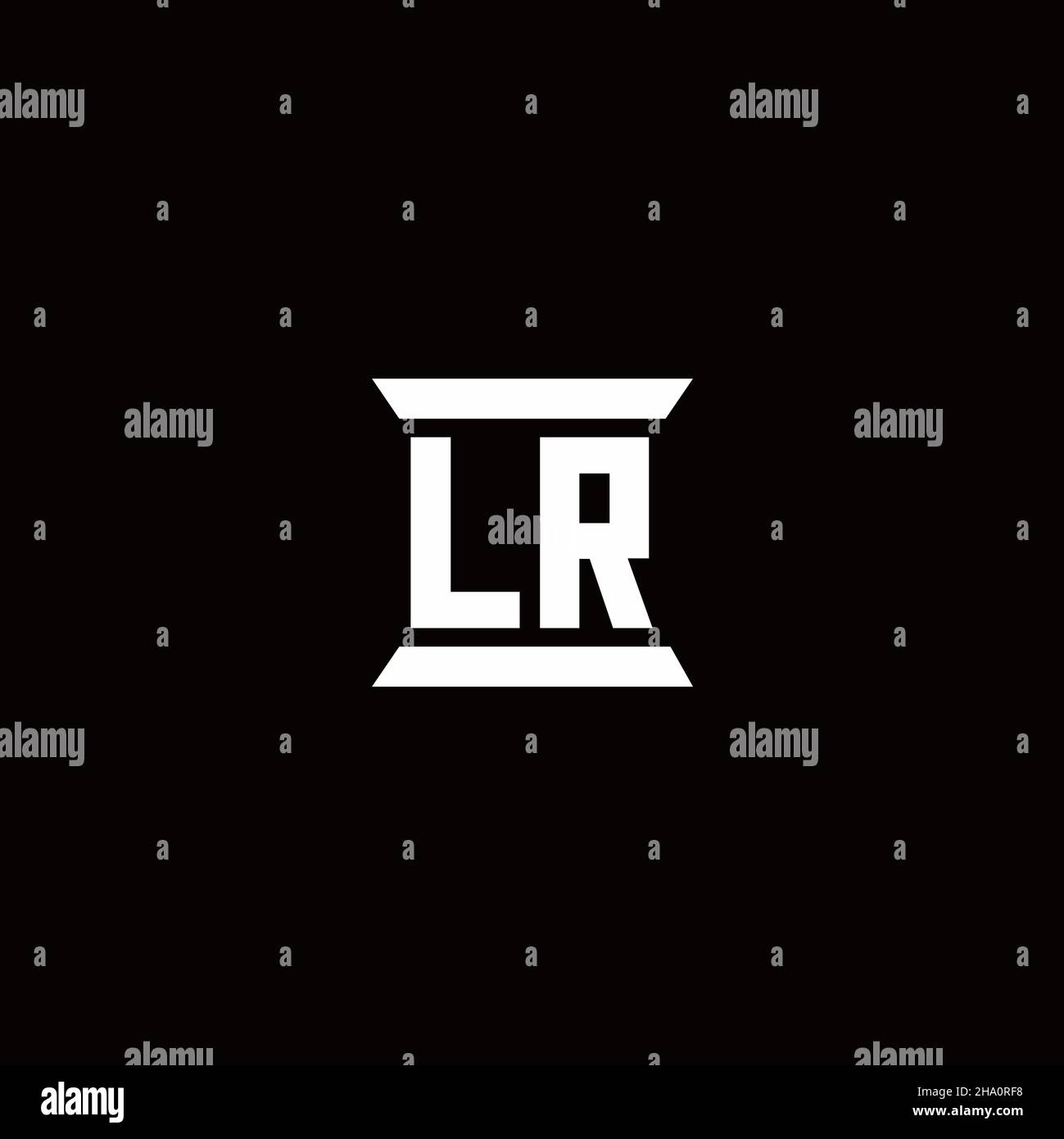 LR logo initial letter monogram with pillar shape design template ...