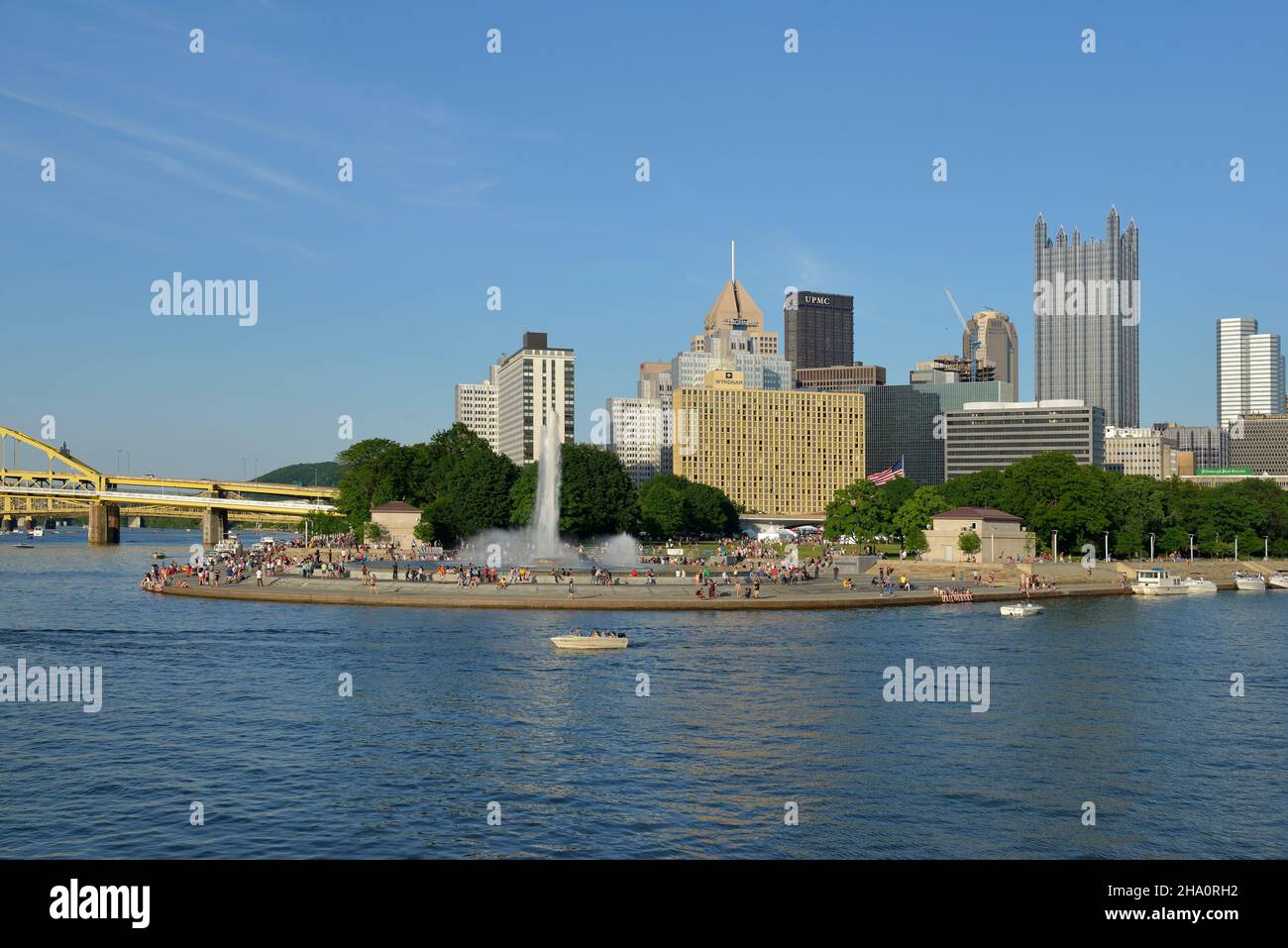 Boats in front of Point State Park, Pittsburgh, Pennsylvania Stock ...