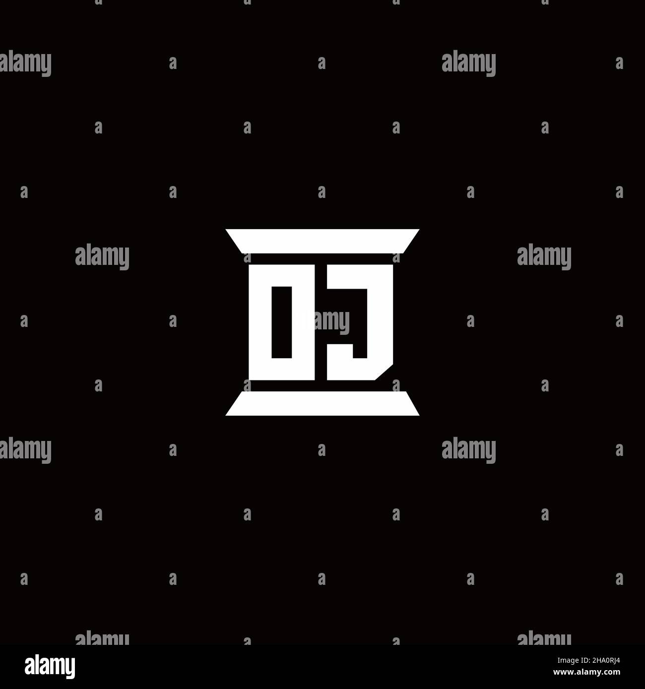 OJ logo initial letter monogram with pillar shape design template ...