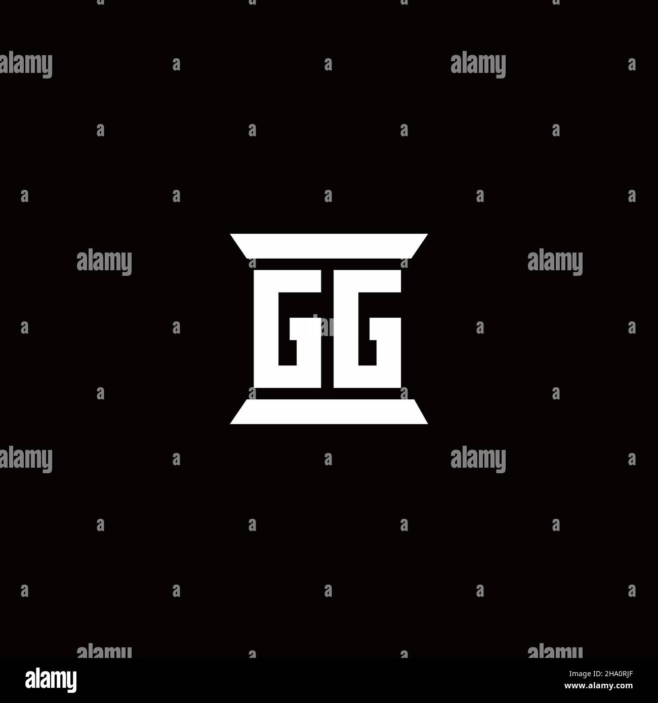 GG logo initial letter monogram with pillar shape design template ...