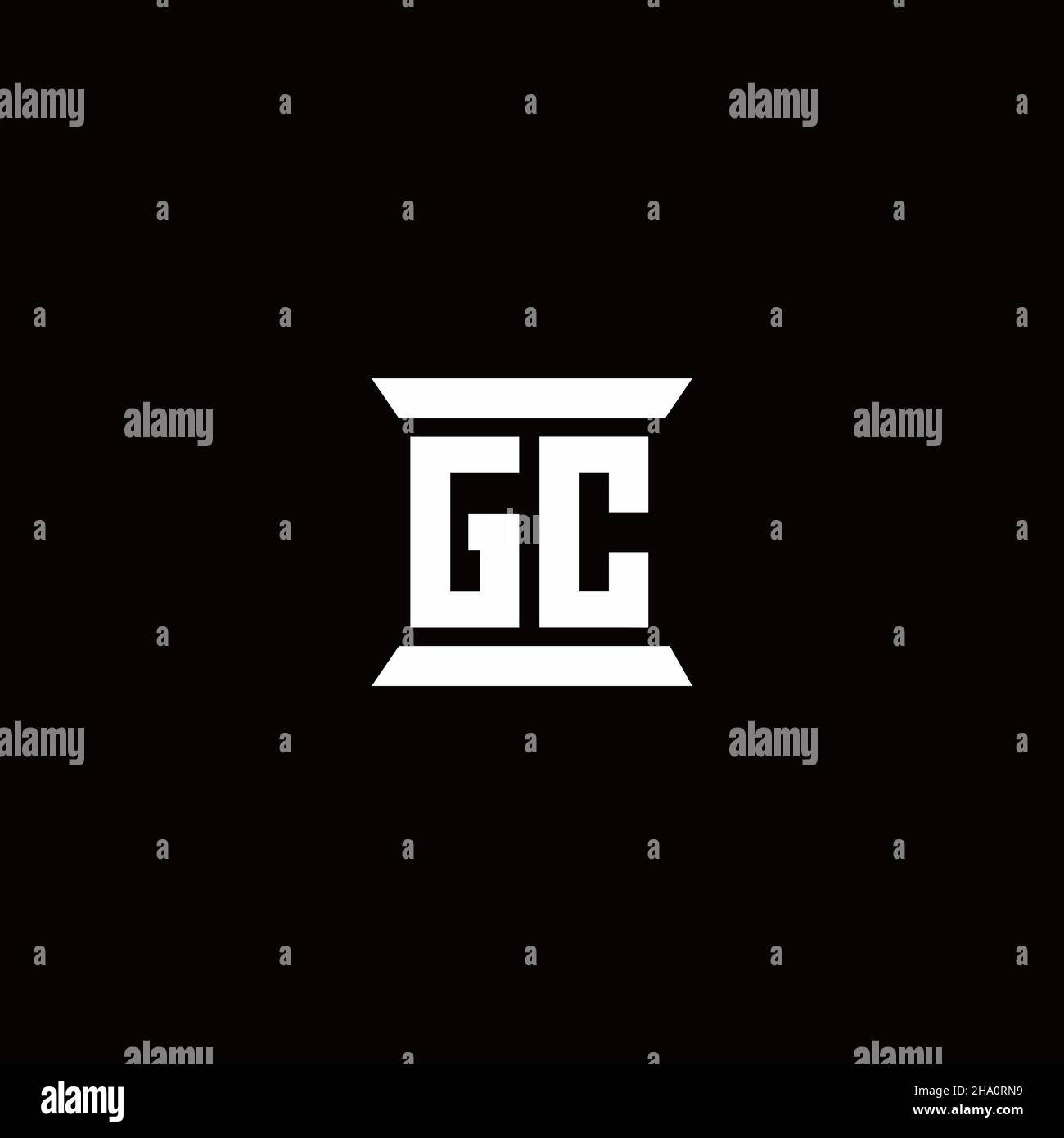 GC logo initial letter monogram with pillar shape design template ...