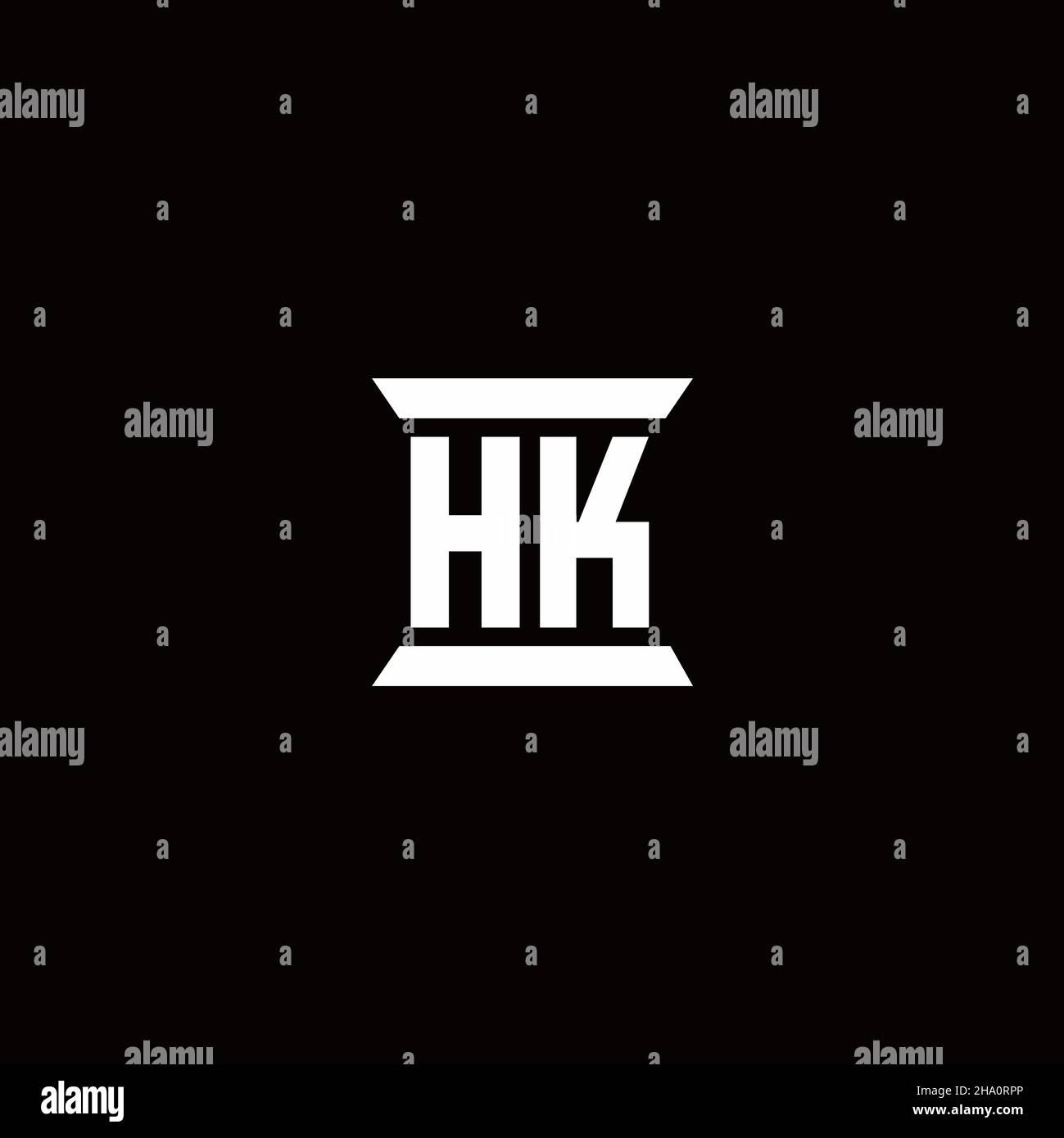 HK logo initial letter monogram with pillar shape design template ...
