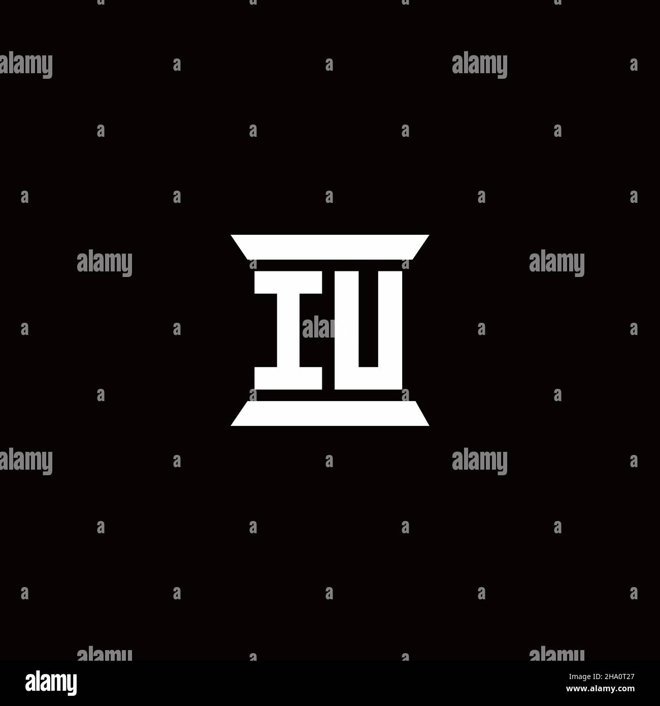 IU logo initial letter monogram with pillar shape design template ...