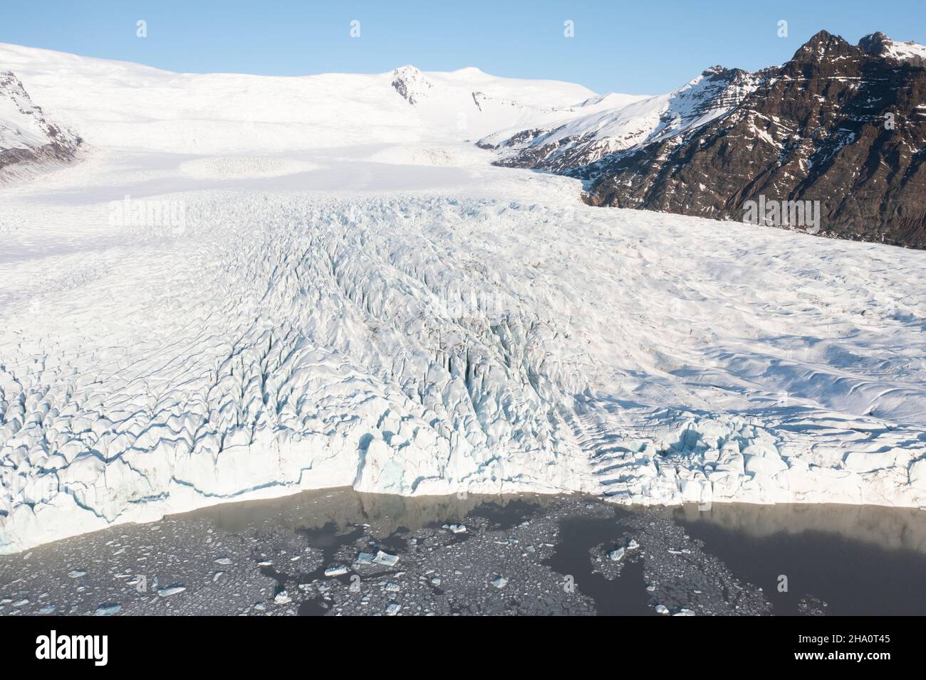 lake and glacier moraine from aerial view Stock Photo - Alamy