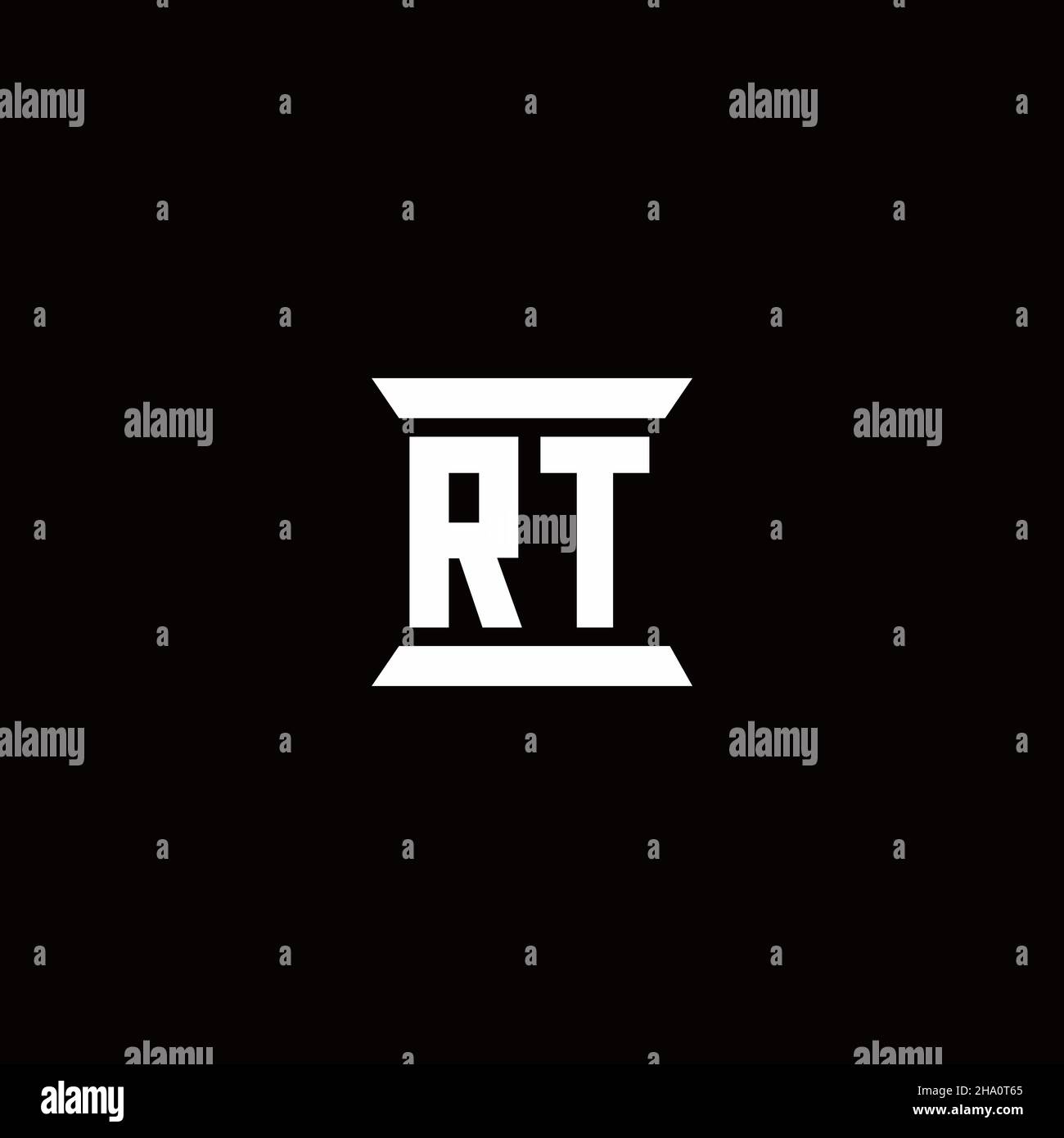 RT logo initial letter monogram with pillar shape design template ...