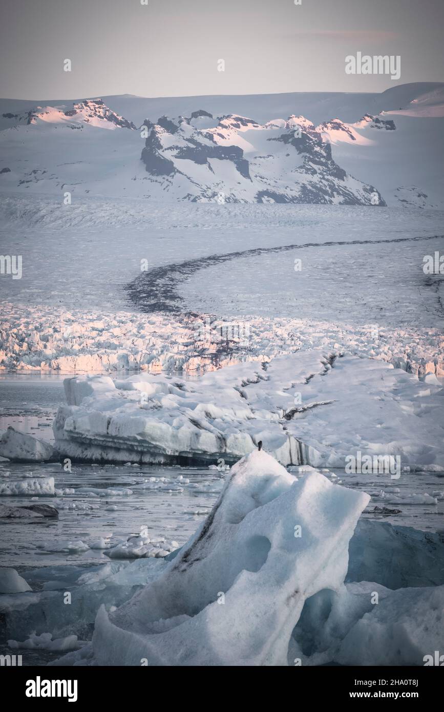 lake and glacier moraine from aerial view Stock Photo - Alamy