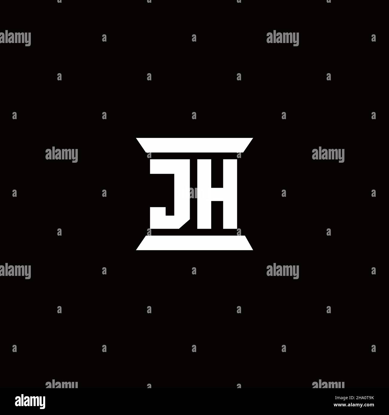 JH logo initial letter monogram with pillar shape design template ...