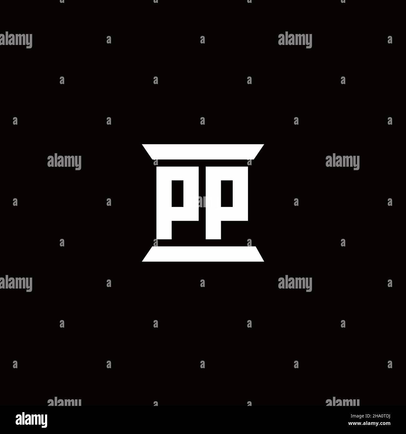 PP logo initial letter monogram with pillar shape design template ...