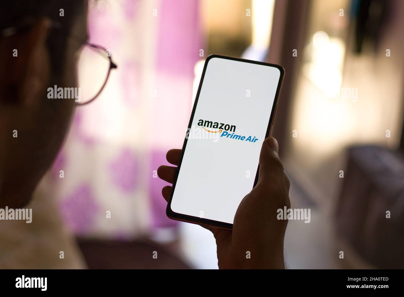 West Bangal, India - December 05, 2021 : Amazon Prime Air logo on phone ...
