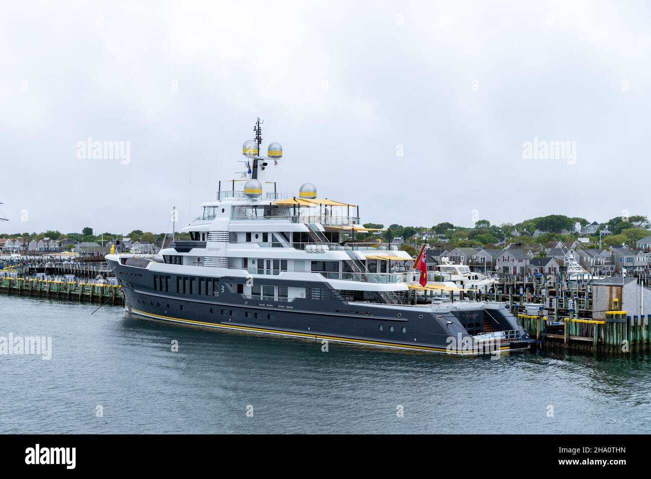 Large yacht docked in the Nantucket harbor Stock Photo - Alamy