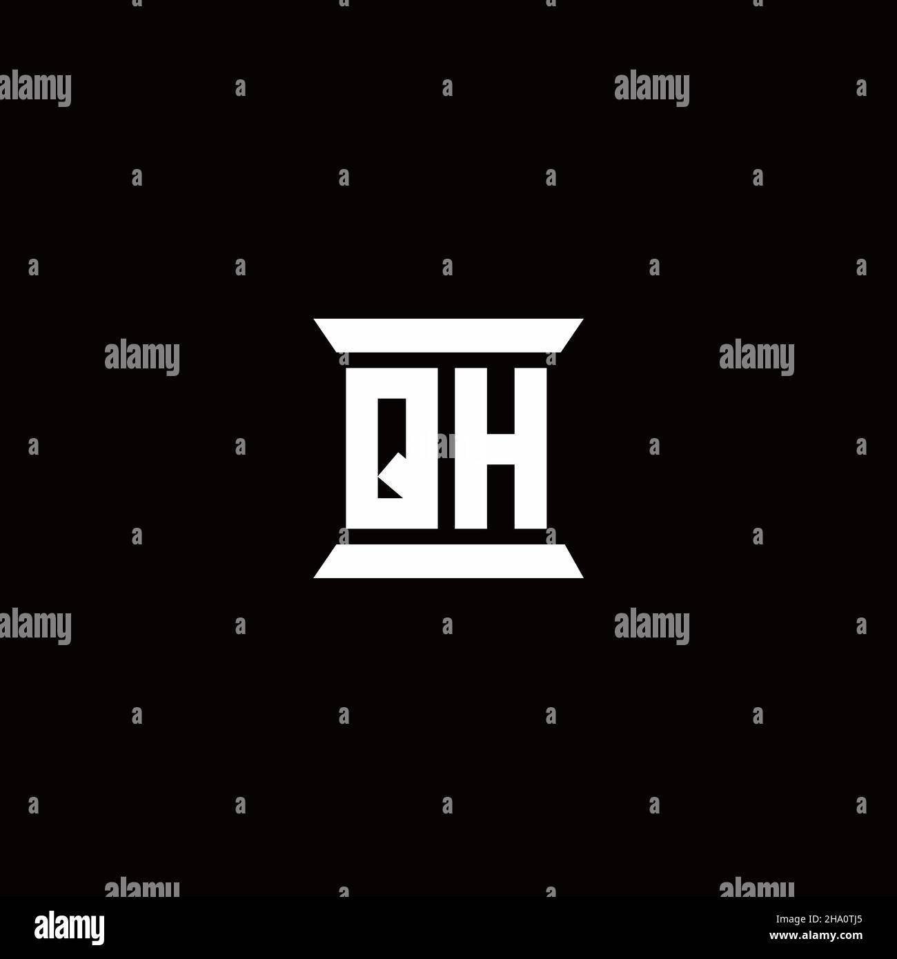 QH logo initial letter monogram with pillar shape design template ...