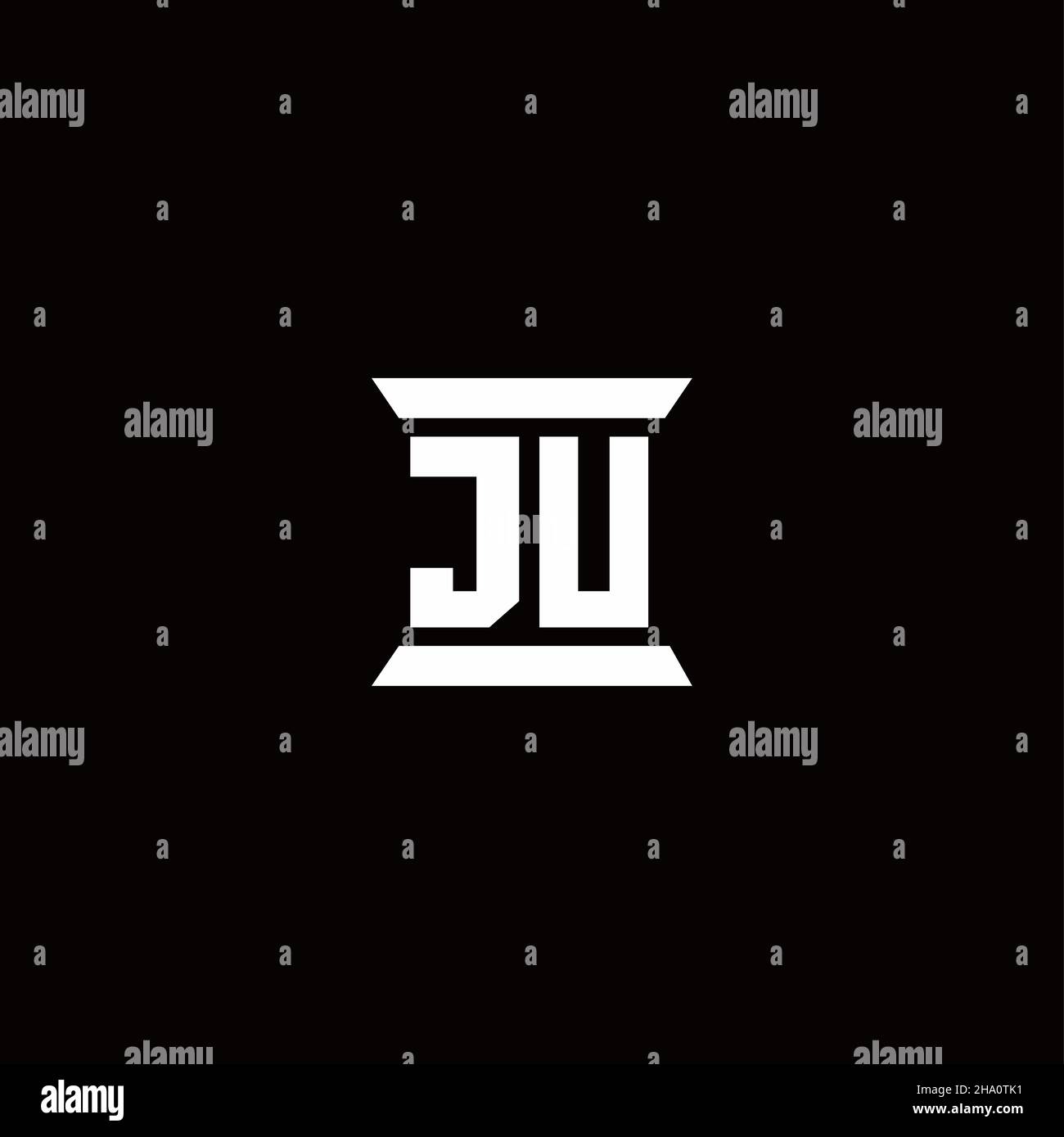 JU logo initial letter monogram with pillar shape design template ...