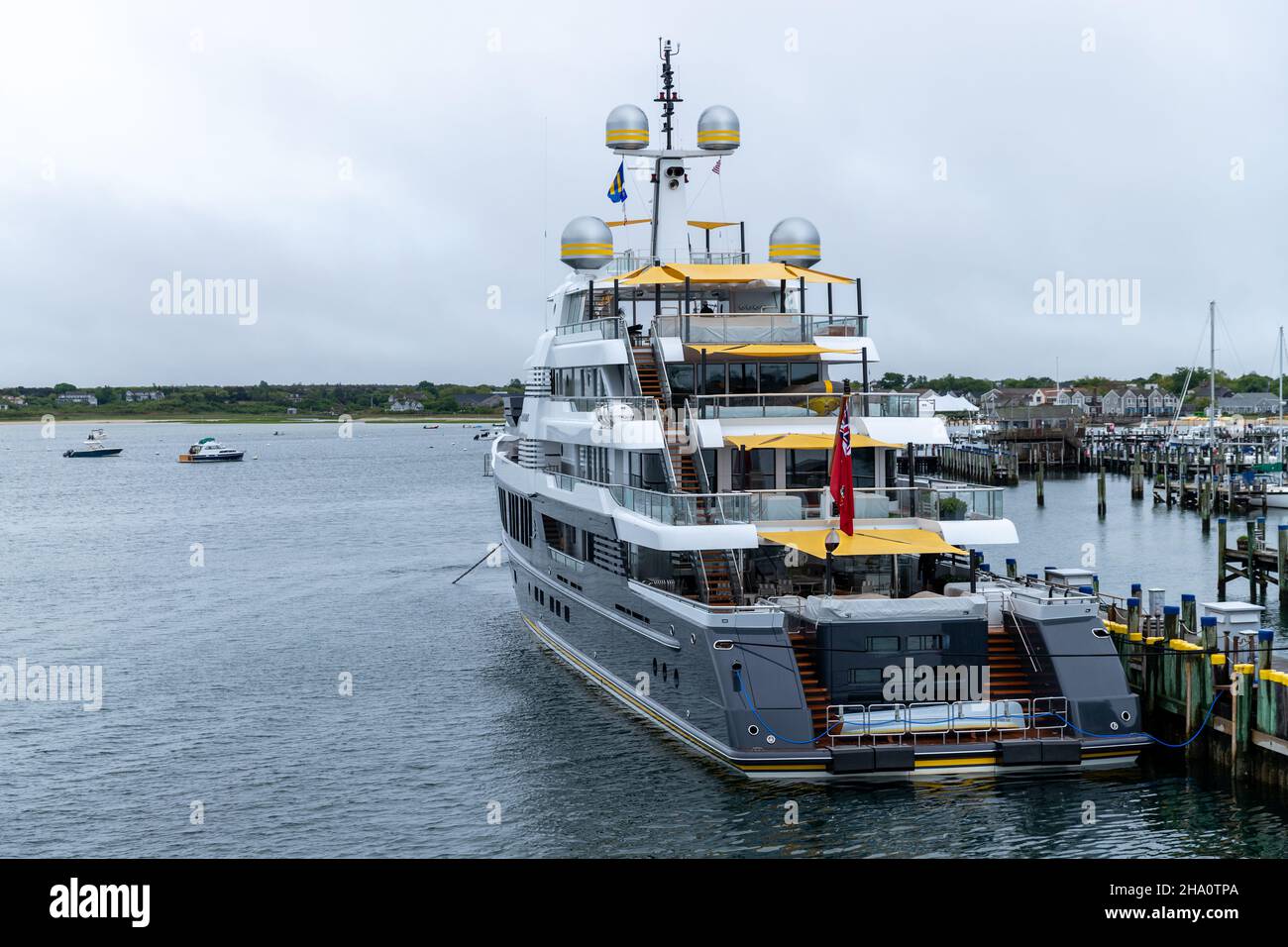 Luxury yacht docked in the Nantucket Harbor Stock Photo - Alamy