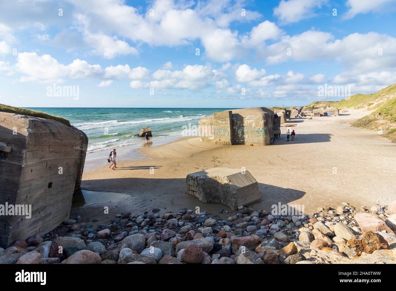 Hjoerring: WWII bunker, built during the German occupancy, beach, sea ...